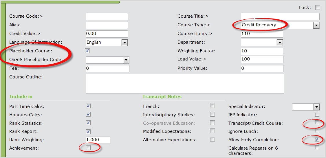 Credit Recovery and Allow Early Completion Courses