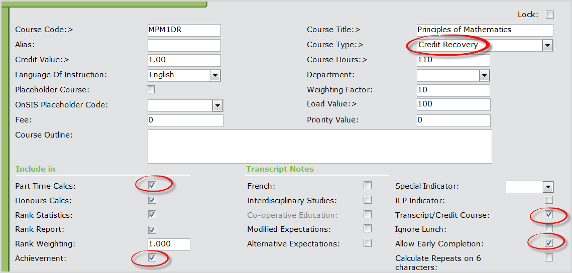 Credit Recovery and Allow Early Completion Courses